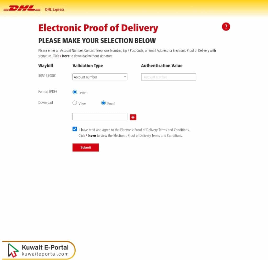 DHL Tracking Online - Kuwait E-Portal