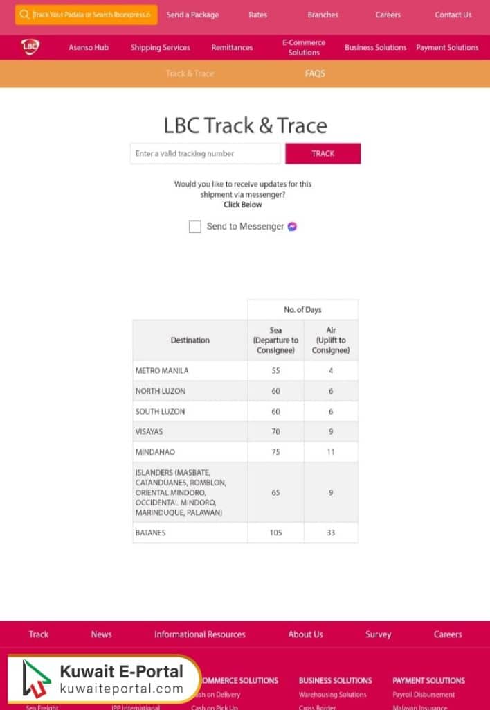 LBCExpress Tracking Number in Kuwait - Kuwait E-Portal